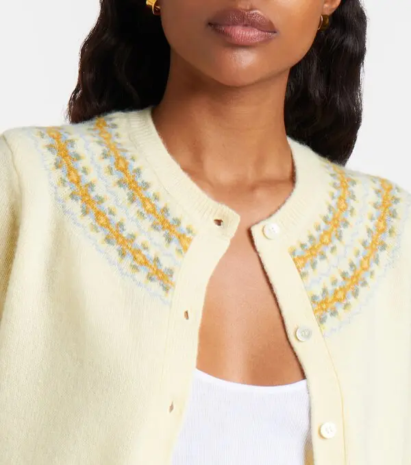 DÔEN Olympe Fair Isle Wool-blend Cardigan - Yellow