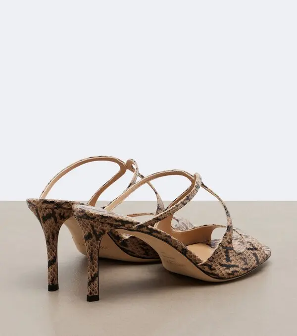 JIMMY CHOO Anise Snake-effect Leather Mules - Beige