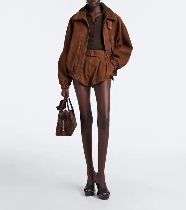 Magda Butrym Belted Suede Shorts
