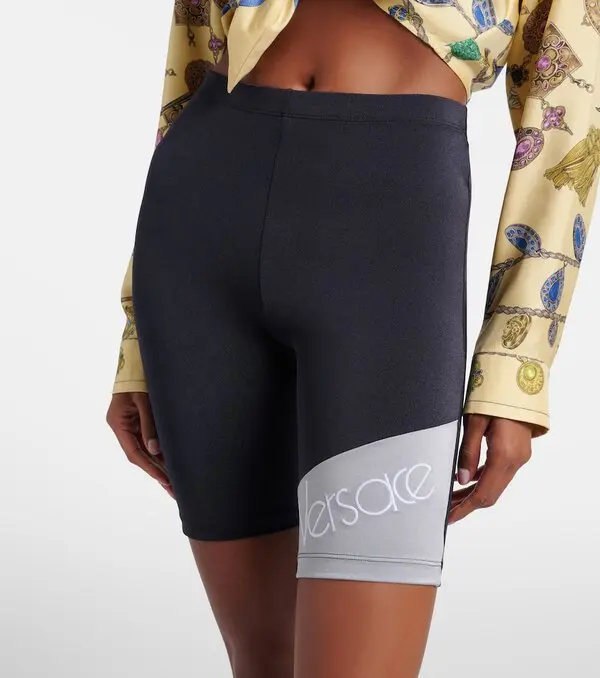 Versace Logo Embroidered Biker Shorts