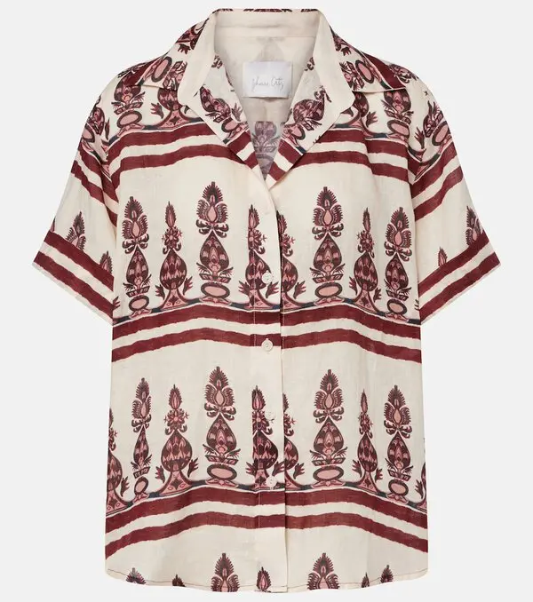 Johanna Ortiz Printed Linen Shirt - Beige