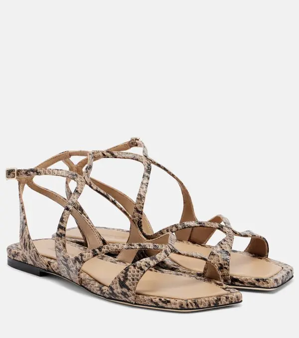 JIMMY CHOO Ayla Snake-effect Leather Sandals - Beige