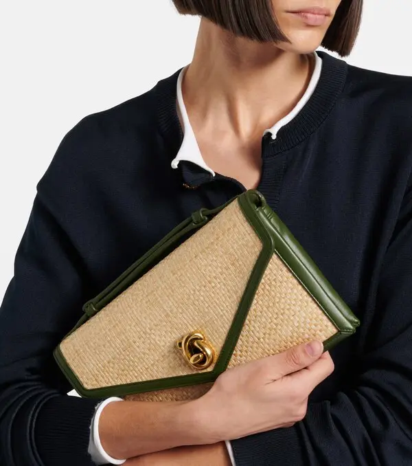 Bottega Veneta Knot Lock Raffia Top-handle Bag