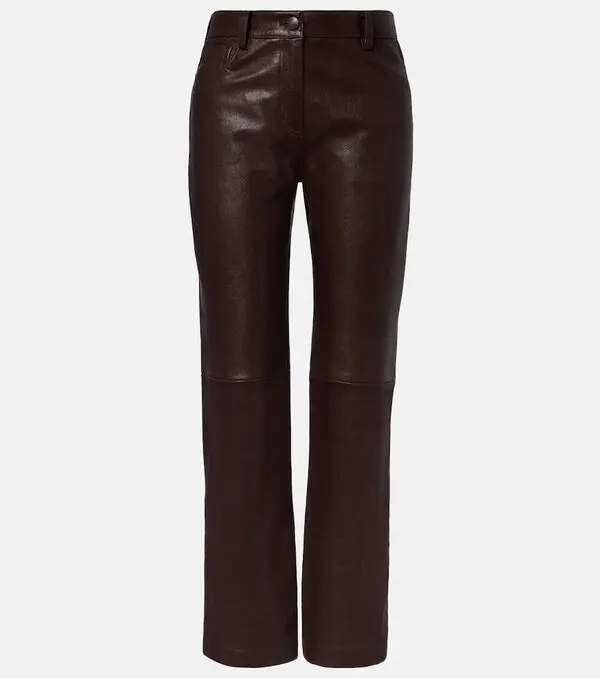 Magda Butrym Dark Leather Straight Leg Trousers
