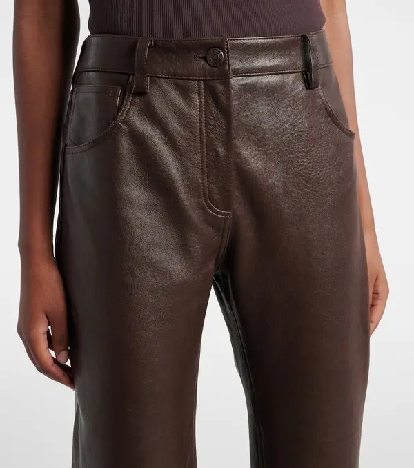 Magda Butrym Dark Leather Straight Leg Trousers