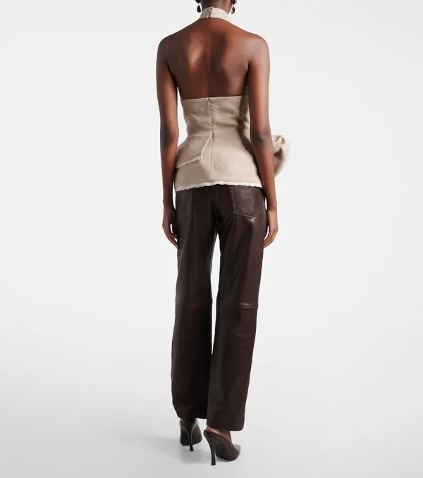 Magda Butrym Dark Leather Straight Leg Trousers