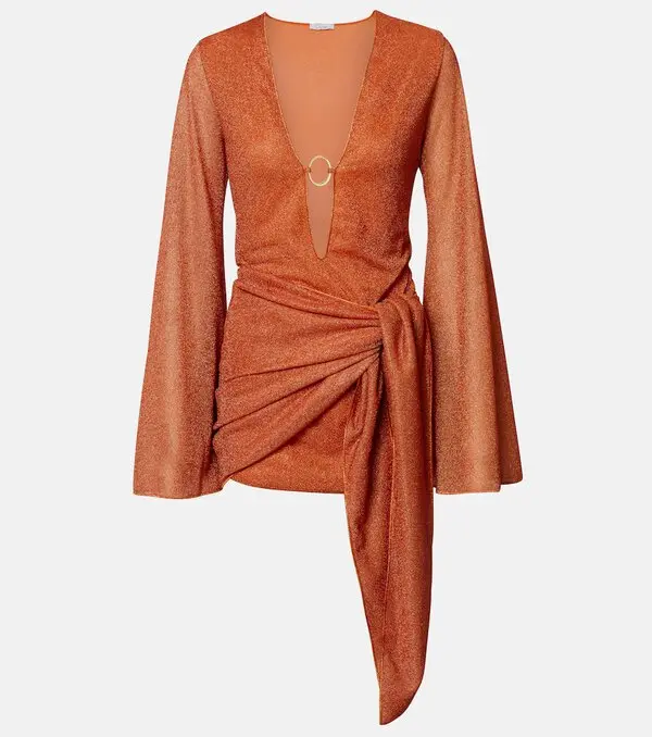 Oseree Lumiere Metallic Beach Dress - Orange