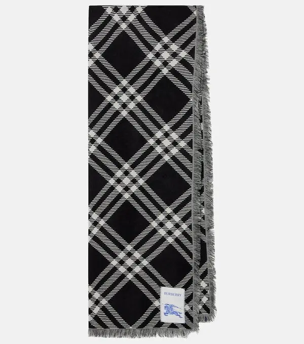 Burberry Check Wool And Silk Scarf - Grey