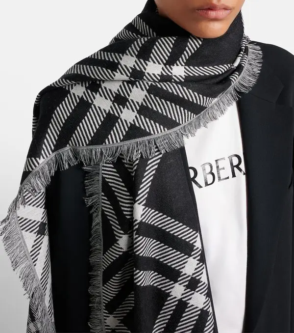 Burberry Check Wool And Silk Scarf