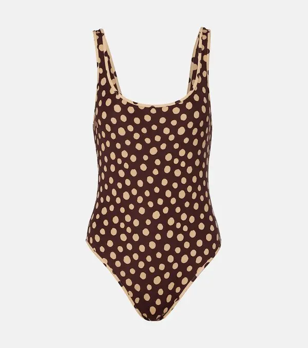 Valentino Garavani Polka Dot One Piece Swimsuit - Brown