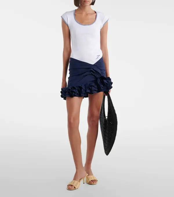 Jacquemus Ruffled Jersey Mini Skirt - Blue