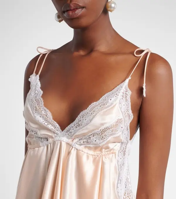 Magda Butrym Lace-trimmed Silk Satin Camisole
