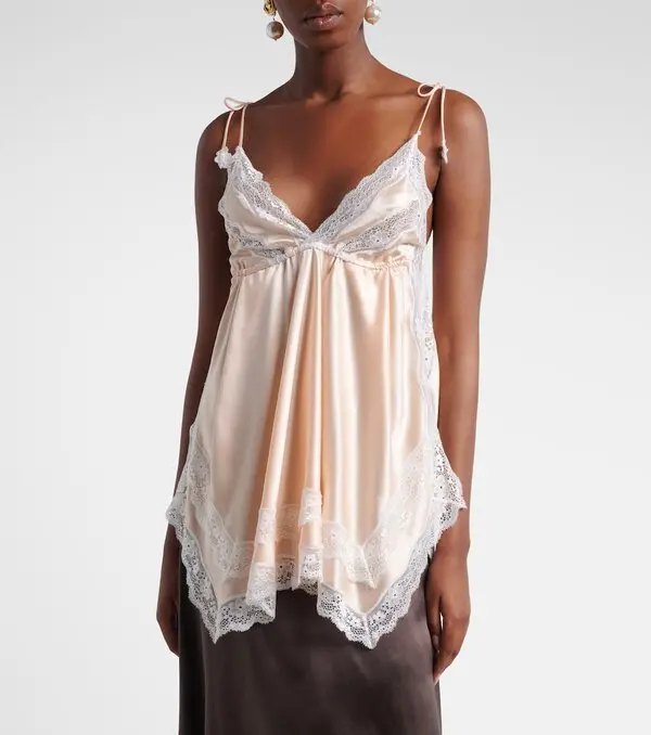 Magda Butrym Lace-trimmed Silk Satin Camisole