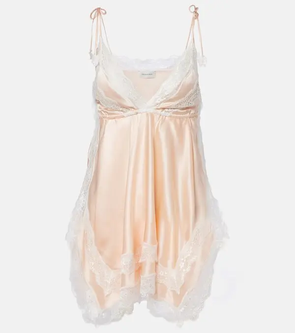 Magda Butrym Lace-trimmed Silk Satin Camisole - Orange