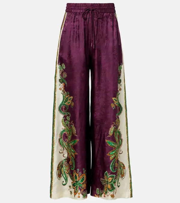 ALEMAIS Printed Wide-leg Silk Trousers - Multicoloured