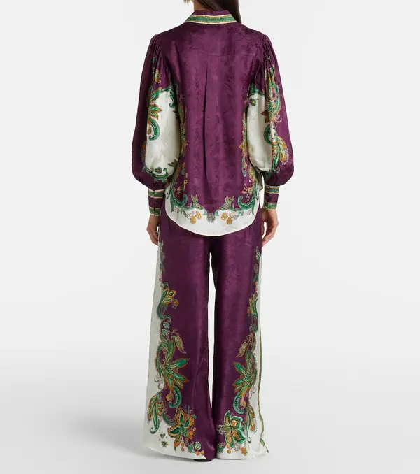 ALEMAIS Printed Wide-leg Silk Trousers - Multicoloured