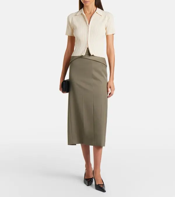 Victoria Beckham Ribbed Knit Zip-up Top