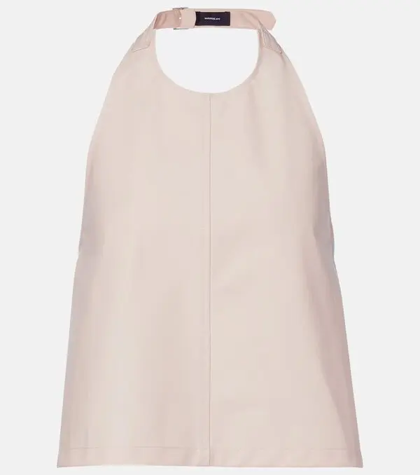 Wardrobe.NYC Halterneck Cotton-blend Top - Beige