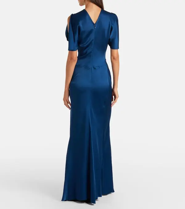 Victoria Beckham Isabella Gathered Satin Gown - Blue