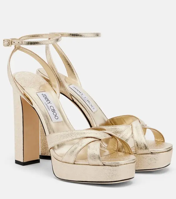 JIMMY CHOO Kove Platform Sandals - Gold