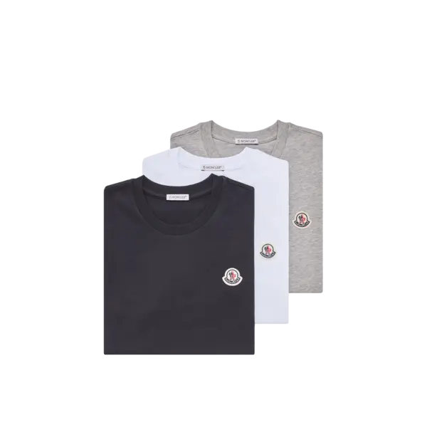 Moncler Logo Patch Cotton T-shirt Set - Multicolour