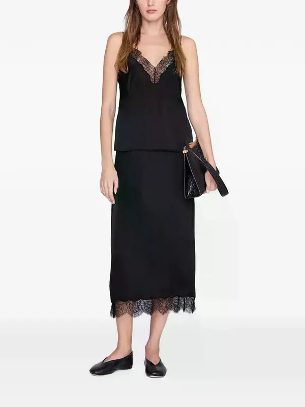 ANINE BING Shelby Midi Skirt With Lace Trim