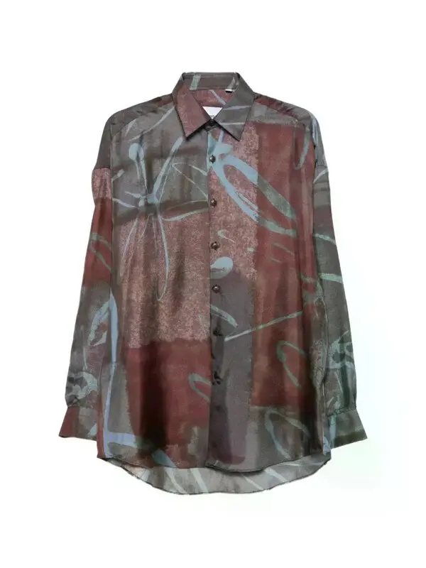 COSTUMEIN Floral-print Long-sleeve Shirt - Red