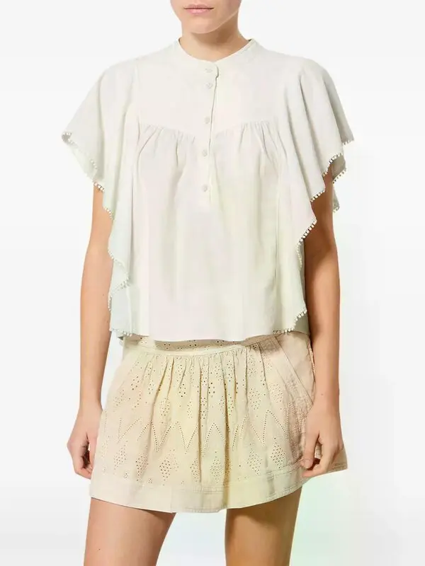 MARANT ETOILE Ruffled-sleeve Pom-pom Trim Blouse