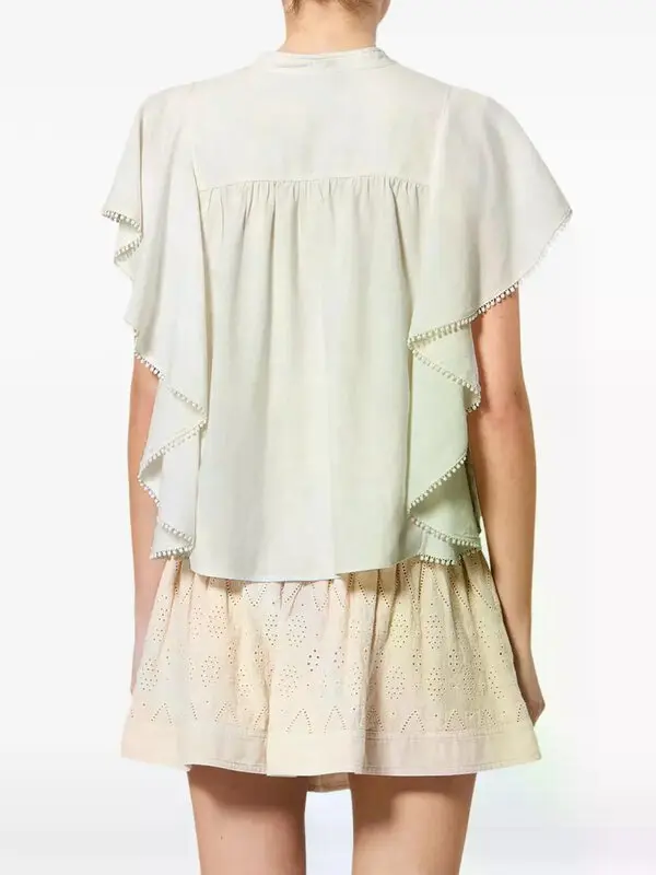 MARANT ETOILE Ruffled-sleeve Pom-pom Trim Blouse