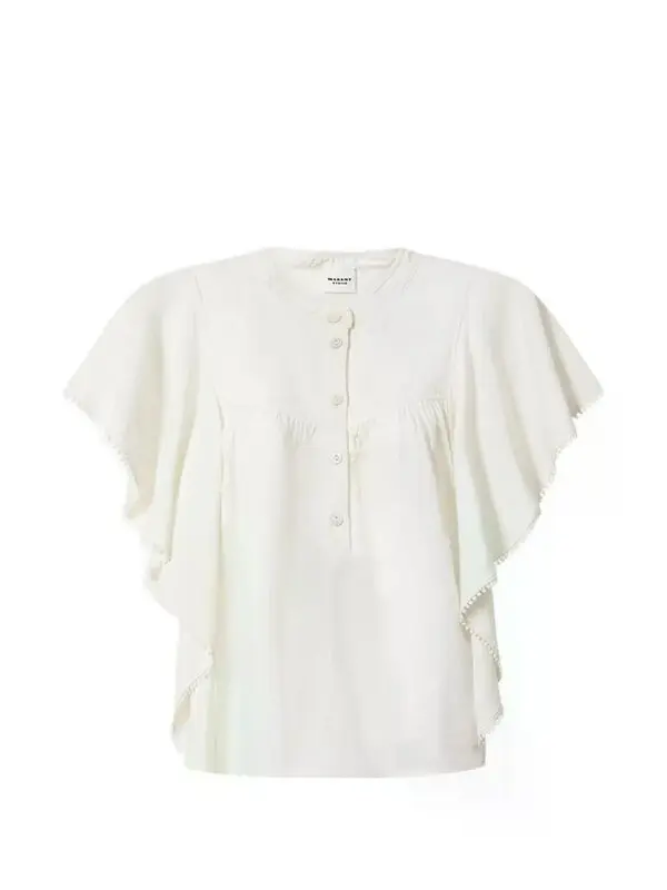 MARANT ETOILE Ruffled-sleeve Pom-pom Trim Blouse - White