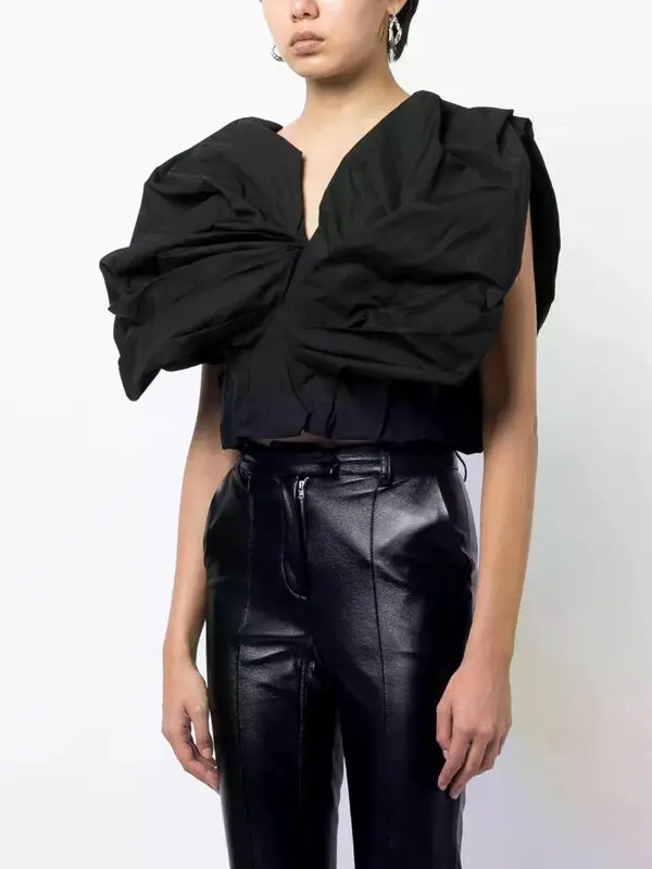 JNBY V-neck Draped Crop Top
