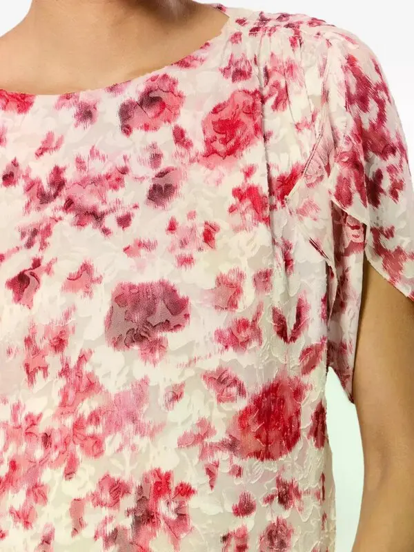 Isabel Marant Étoile Hervane Floral Print Devoré Top - Neutrals