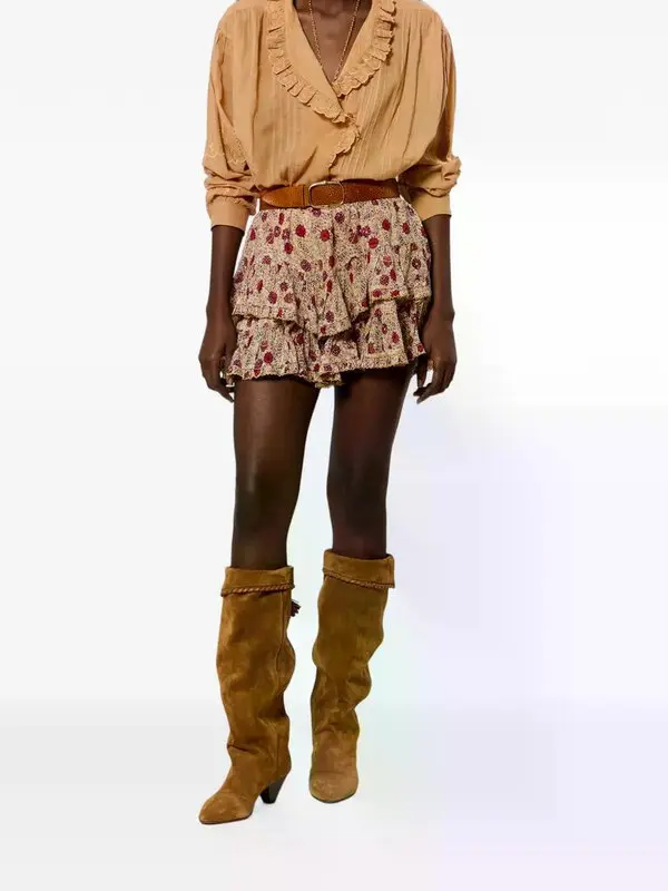 MARANT ETOILE Ruffled V-neck Cotton Blouse
