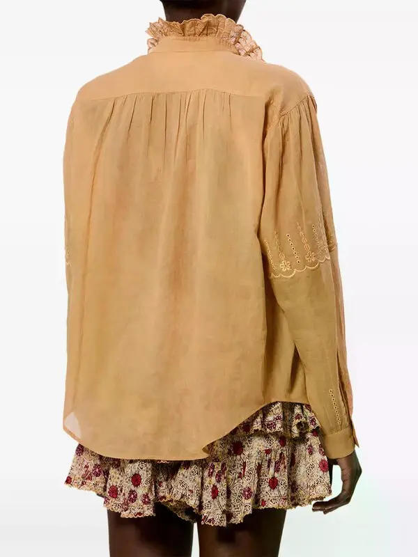 MARANT ETOILE Ruffled V-neck Cotton Blouse