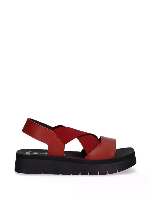Fly London Crossover Strap Flatform Sandals - Red