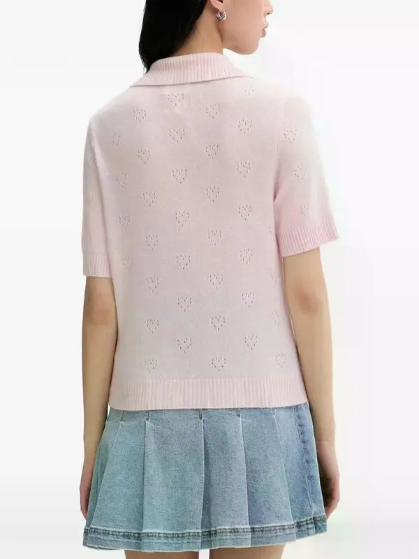 From Future Heart-pointelle Polo Top