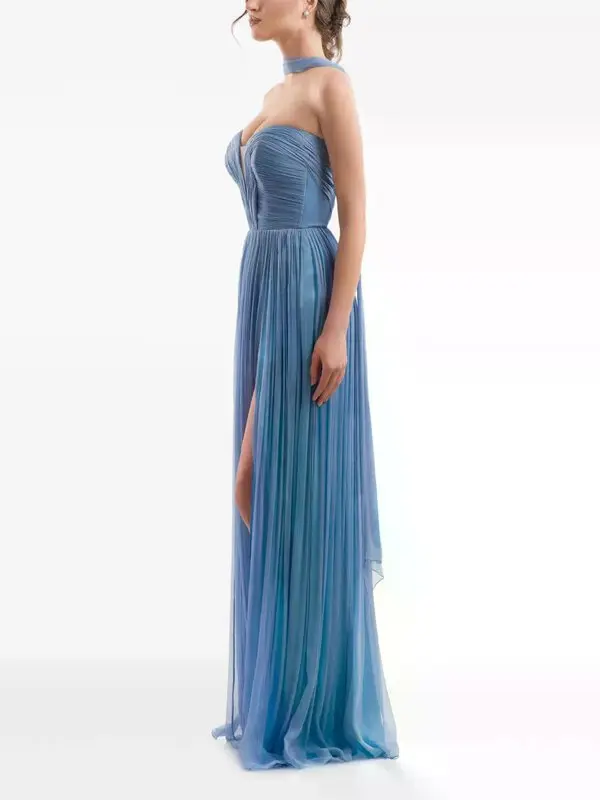 IMROSKA Iris Pleated Strapless Maxi Dress