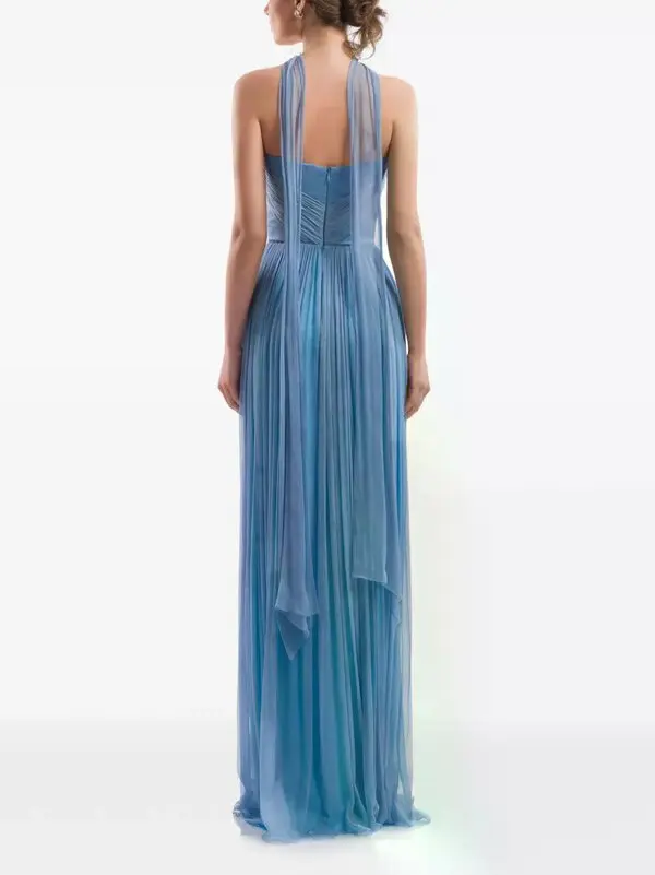 IMROSKA Iris Pleated Strapless Maxi Dress