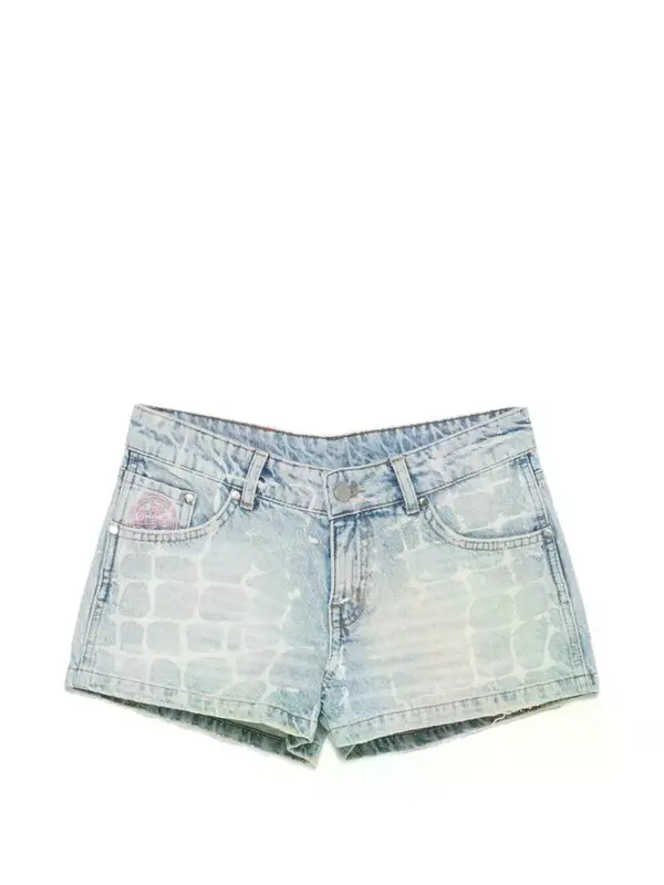 BLUE SKY INN Crocodile-effect Denim Shorts - Blue