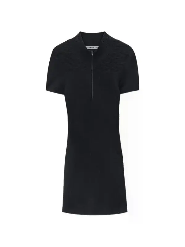 Alexander Wang Logo Tape Mock Neck Mini Dress - Black