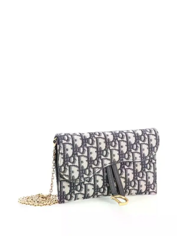 Dior Saddle Chain Oblique Canvas Clutch Bag