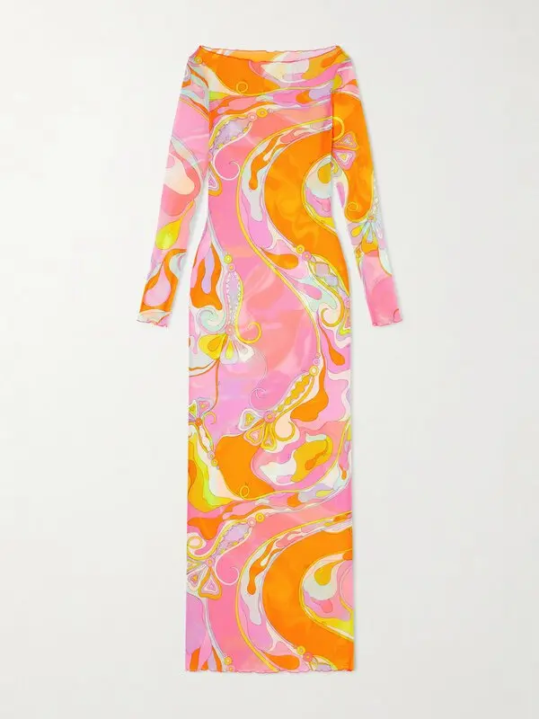 Emilio Pucci Printed Tulle Maxi Dress - Multi