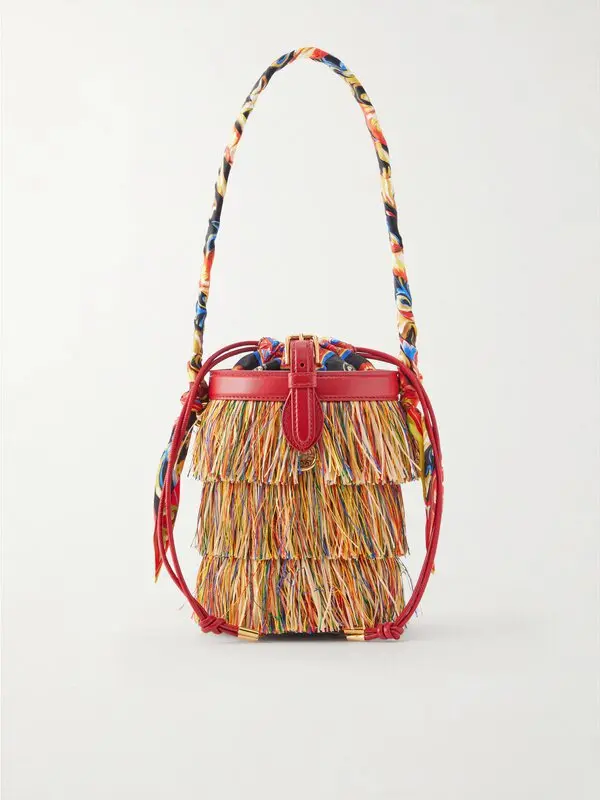 Dolce & Gabbana Capri Fringed Raffia Bucket Bag - Multi