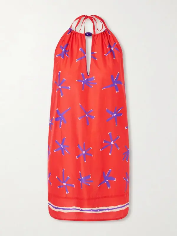 Staud Dani Floral-print Halterneck Mini Dress
