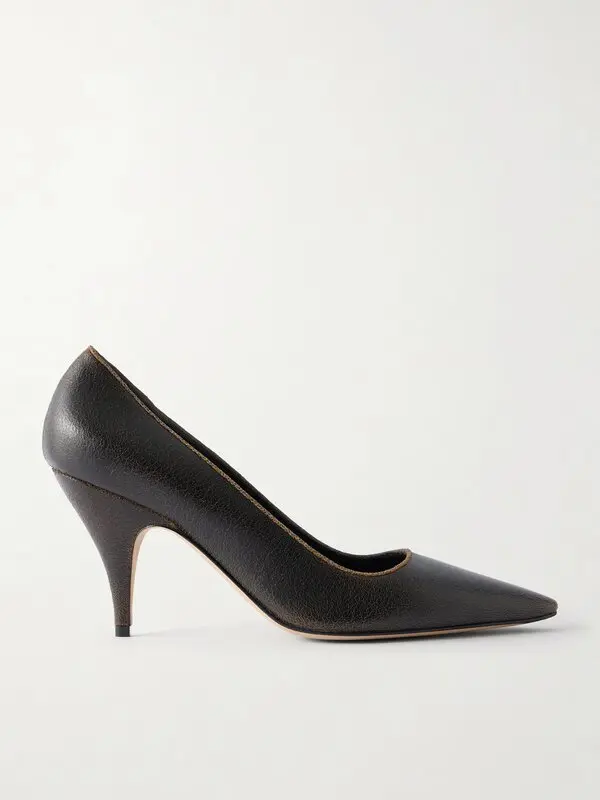 THE ROW Liisa Waxed Suede Pumps - Brown