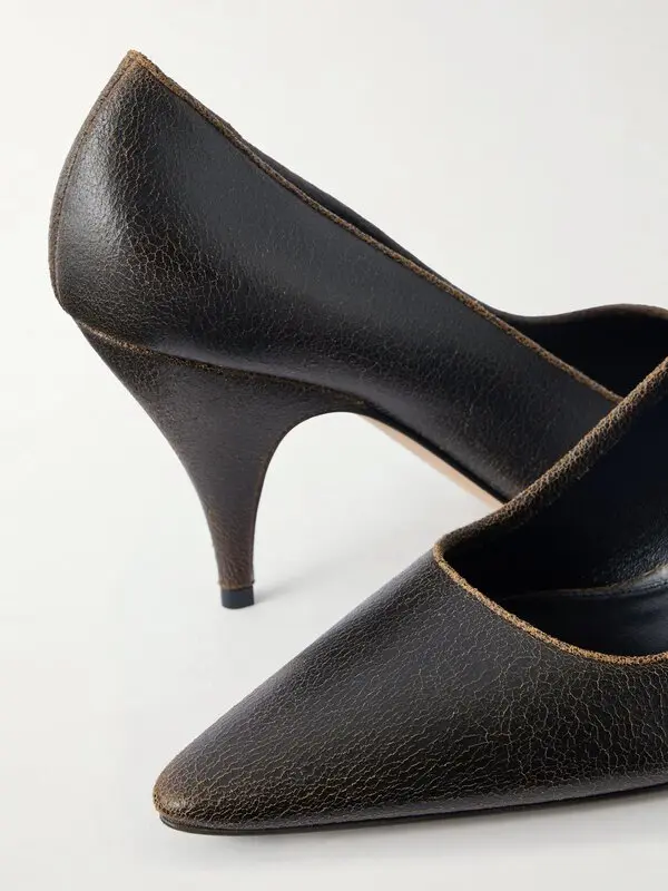 THE ROW Liisa Waxed Suede Pumps - Brown