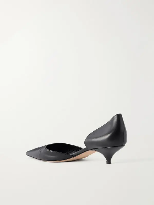 THE ROW Liisa Leather Kitten Pumps - Black