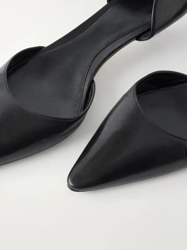 THE ROW Liisa Leather Kitten Pumps - Black