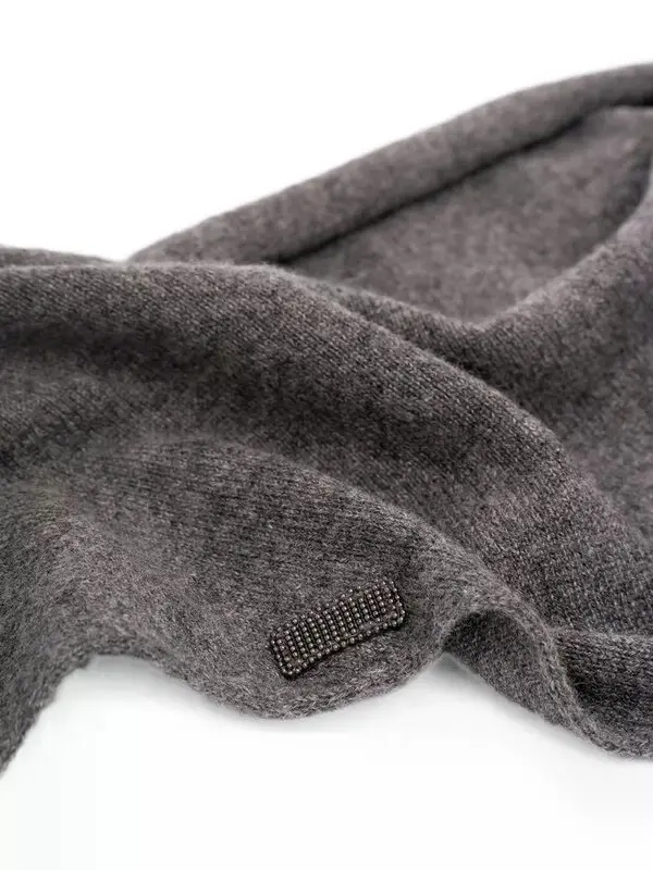Brunello Cucinelli Monili-embellished Cashmere Scarf - Grey