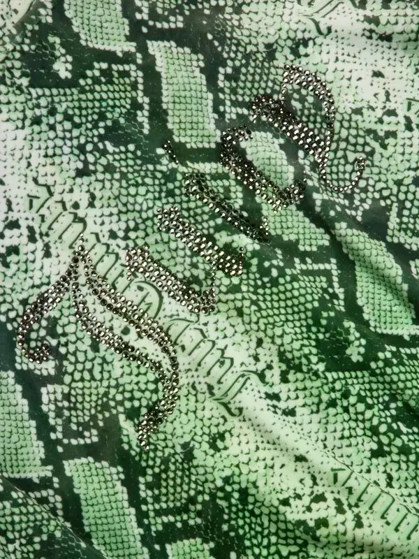 Juicy Couture Snake-print Diamanté Oversized Cropped Hoodie